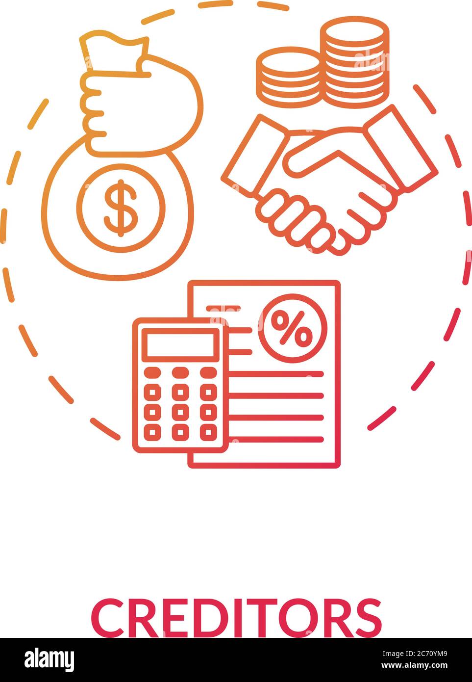 Creditor concept icon. Money loan. Business investment. Company ...