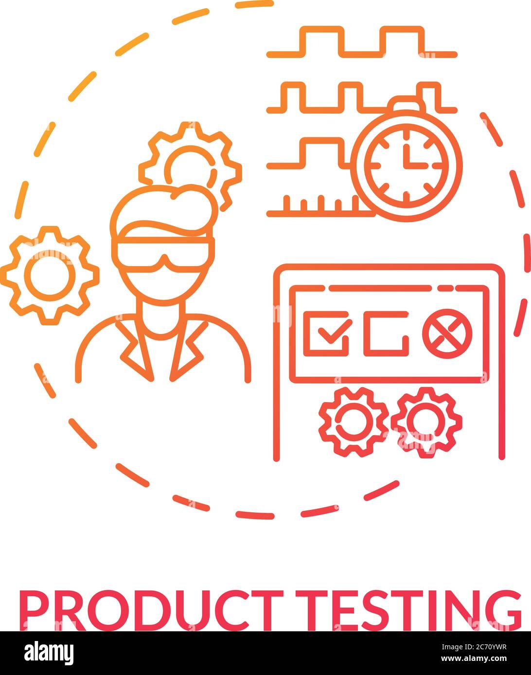 Product testing red gradient concept icon. Professional business ... Product testing red gradient concept icon. Professional business ...