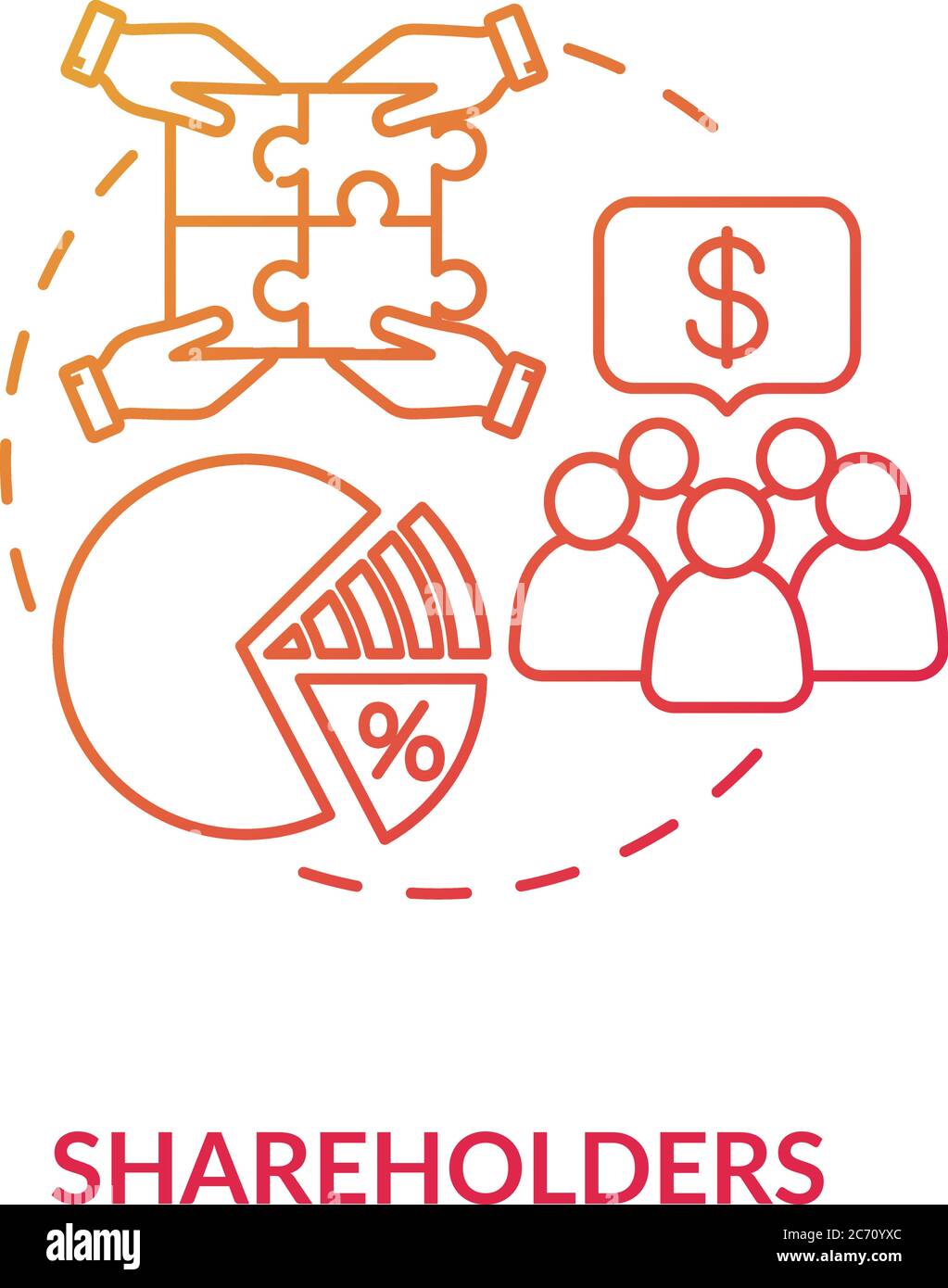 Shareholders concept icon. Corporation members, crowdfunding. Investing ...