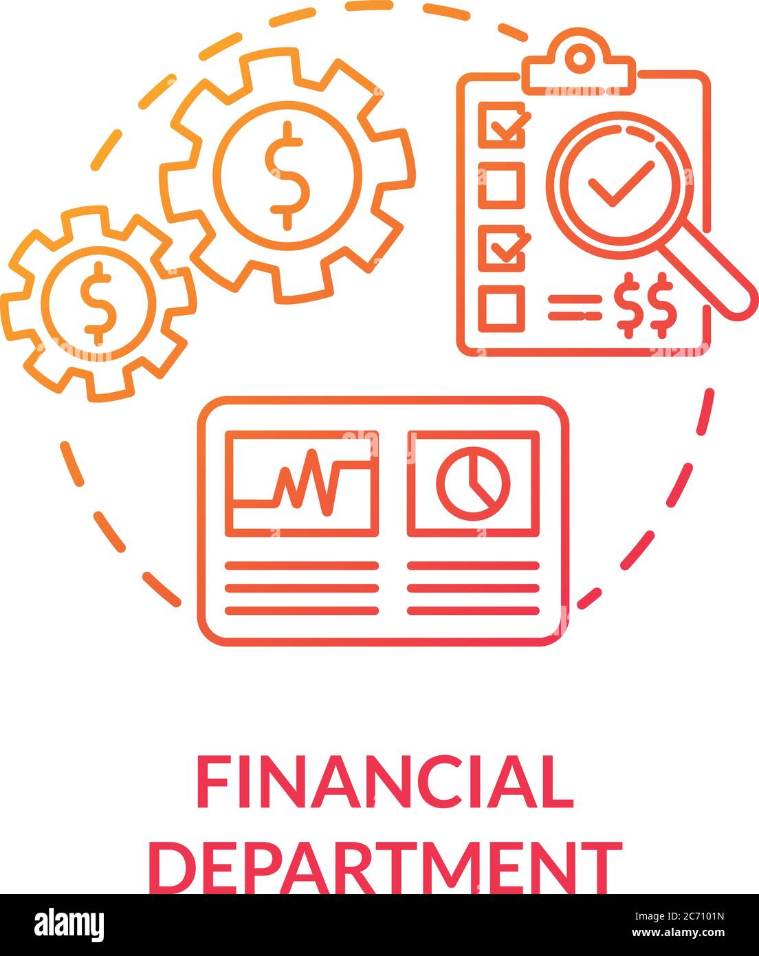 Financial department red gradient concept icon. Commercial plan for ...