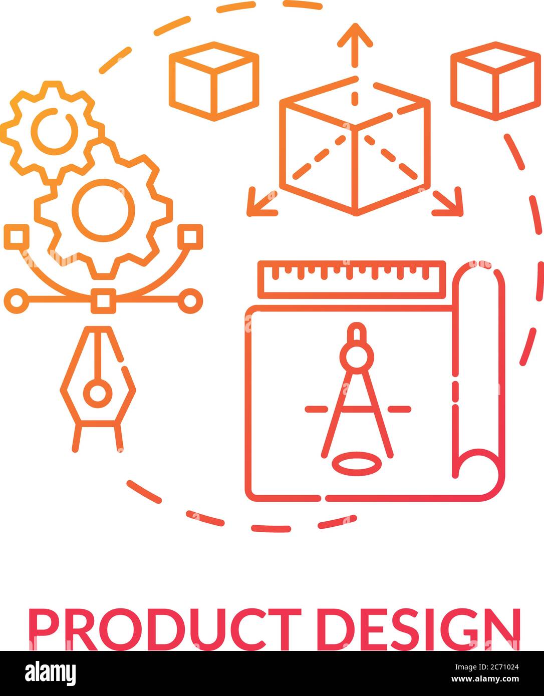 Product design red gradient concept icon. Merchandise modeling. Modern ...