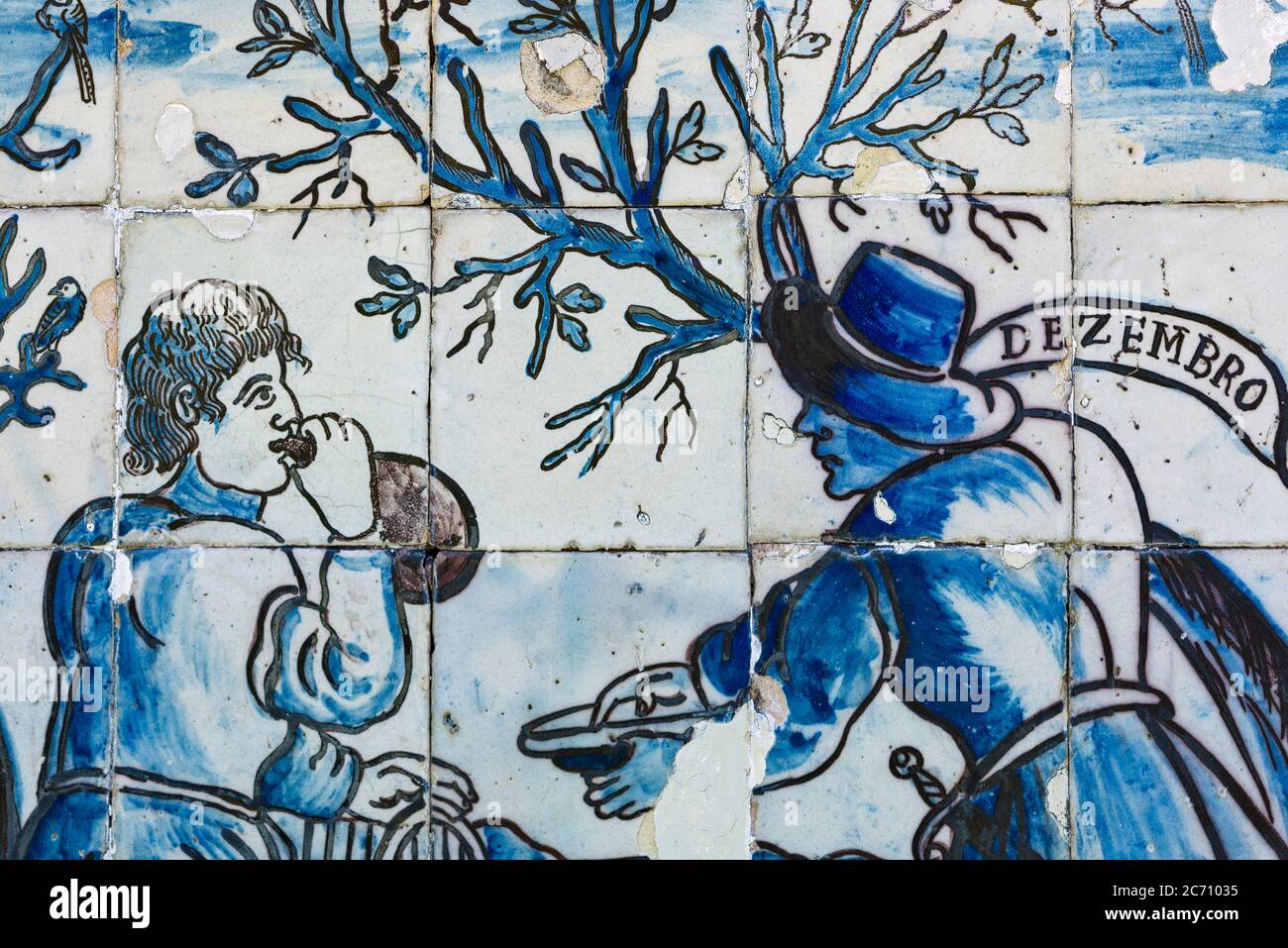 detail of old azulejos in the palace gardens of the Marquis de ...