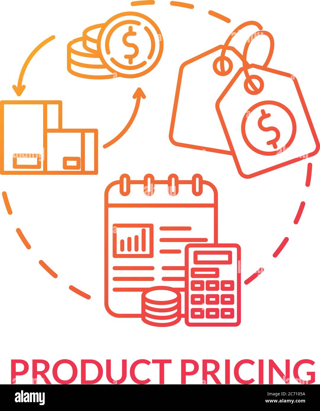 Product pricing red gradient concept icon. Sell merchandise. Commerce ...