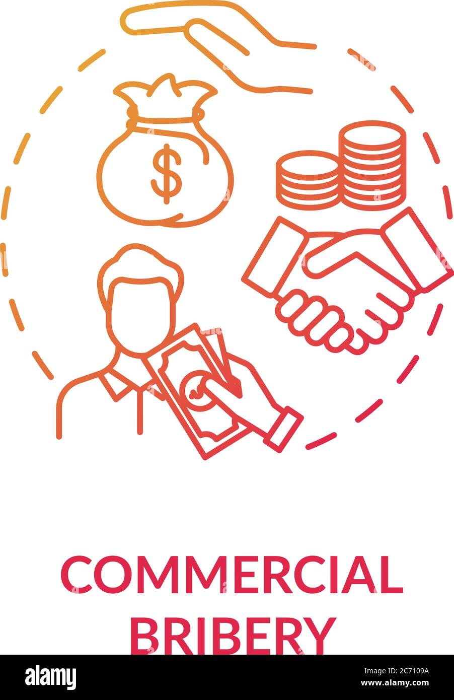 Commercial bribery concept icon. Common corporate crime. Money ...