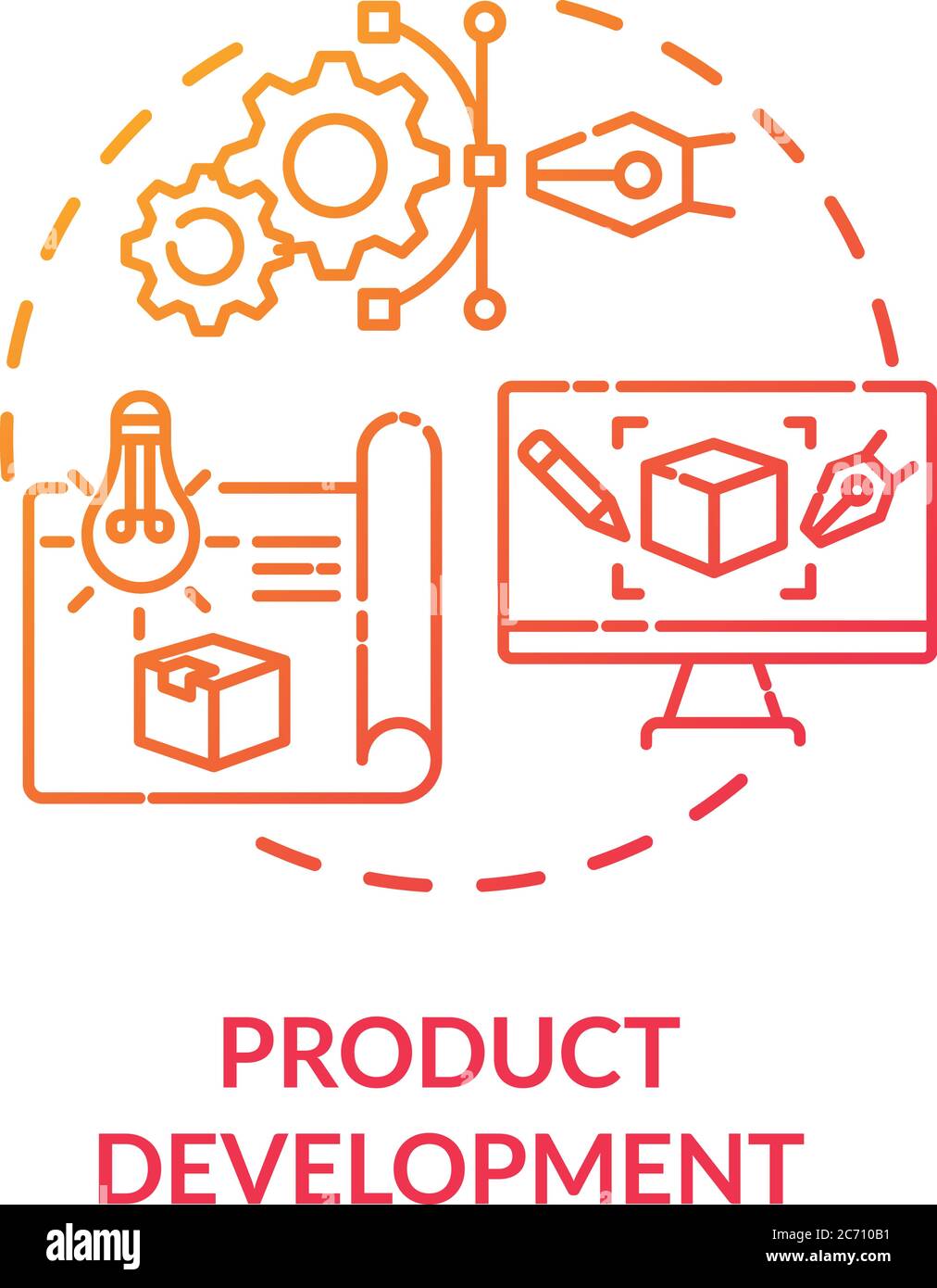 Product development red gradient concept icon. Technology innovation ...