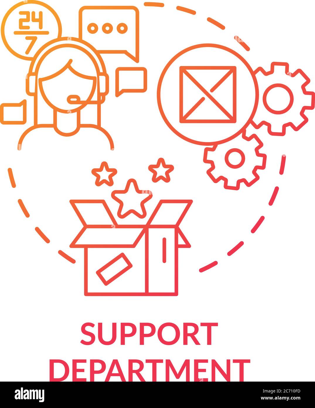 Support department red gradient concept icon. Tech help for customers ...