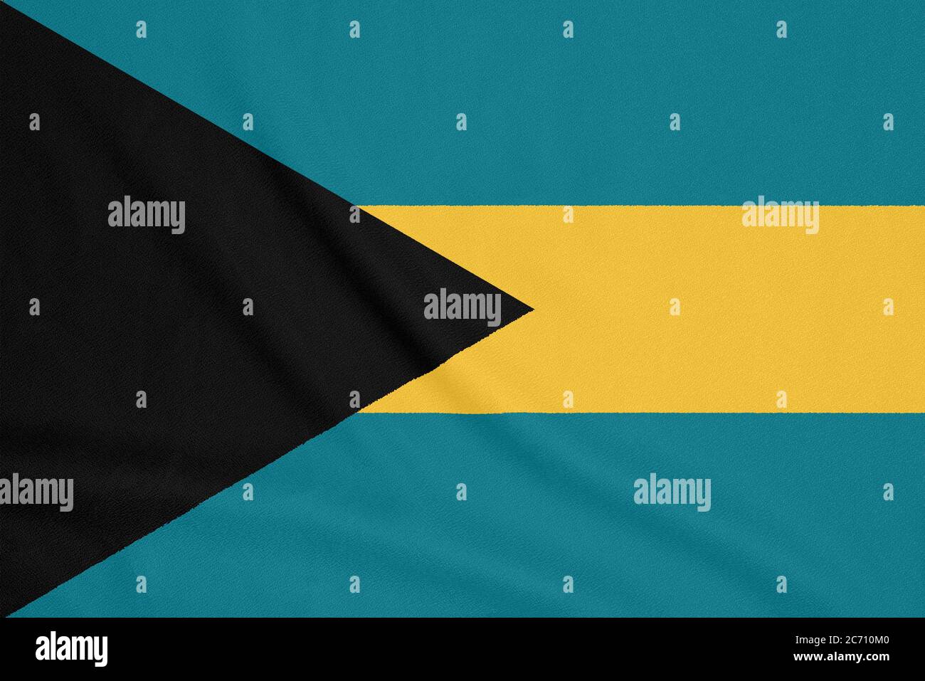 Flag of Bahamas on smooth silk texture. National symbol of Bahamas ...