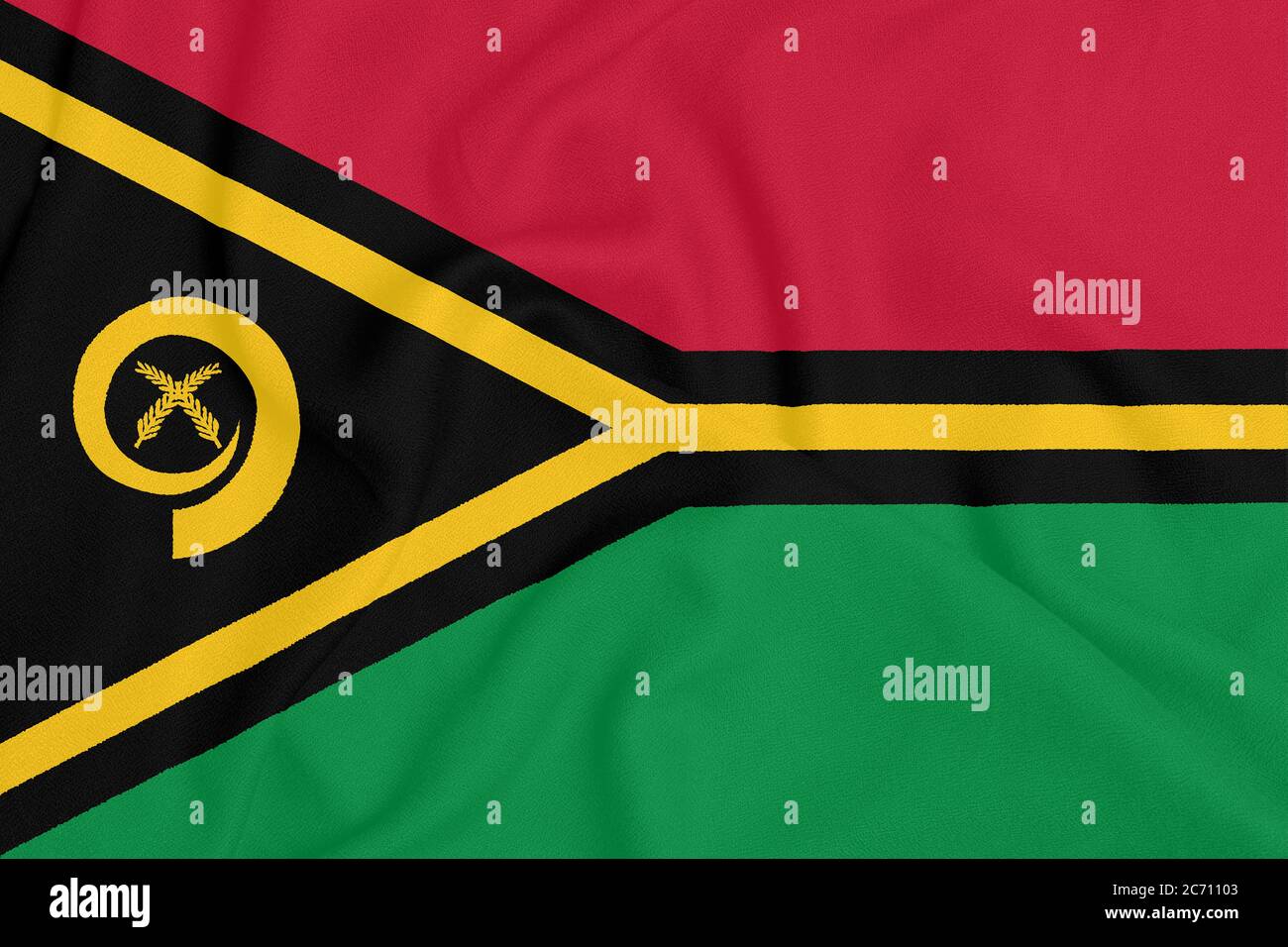 Flag of Vanuatu on smooth silk texture. National symbol of Vanuatu ...