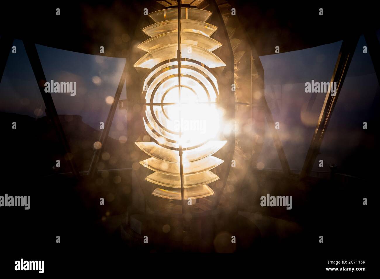 Picture of the Mesa Roldán lighthouse reflector working on the early ...