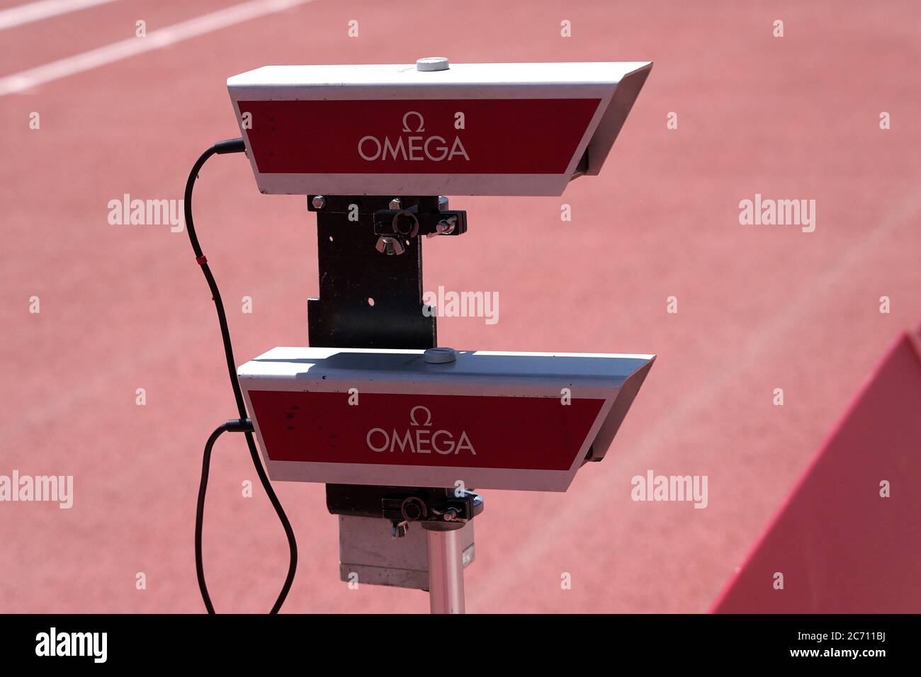 Omega finish line timing cameras during the Zurich Weltklasse ...