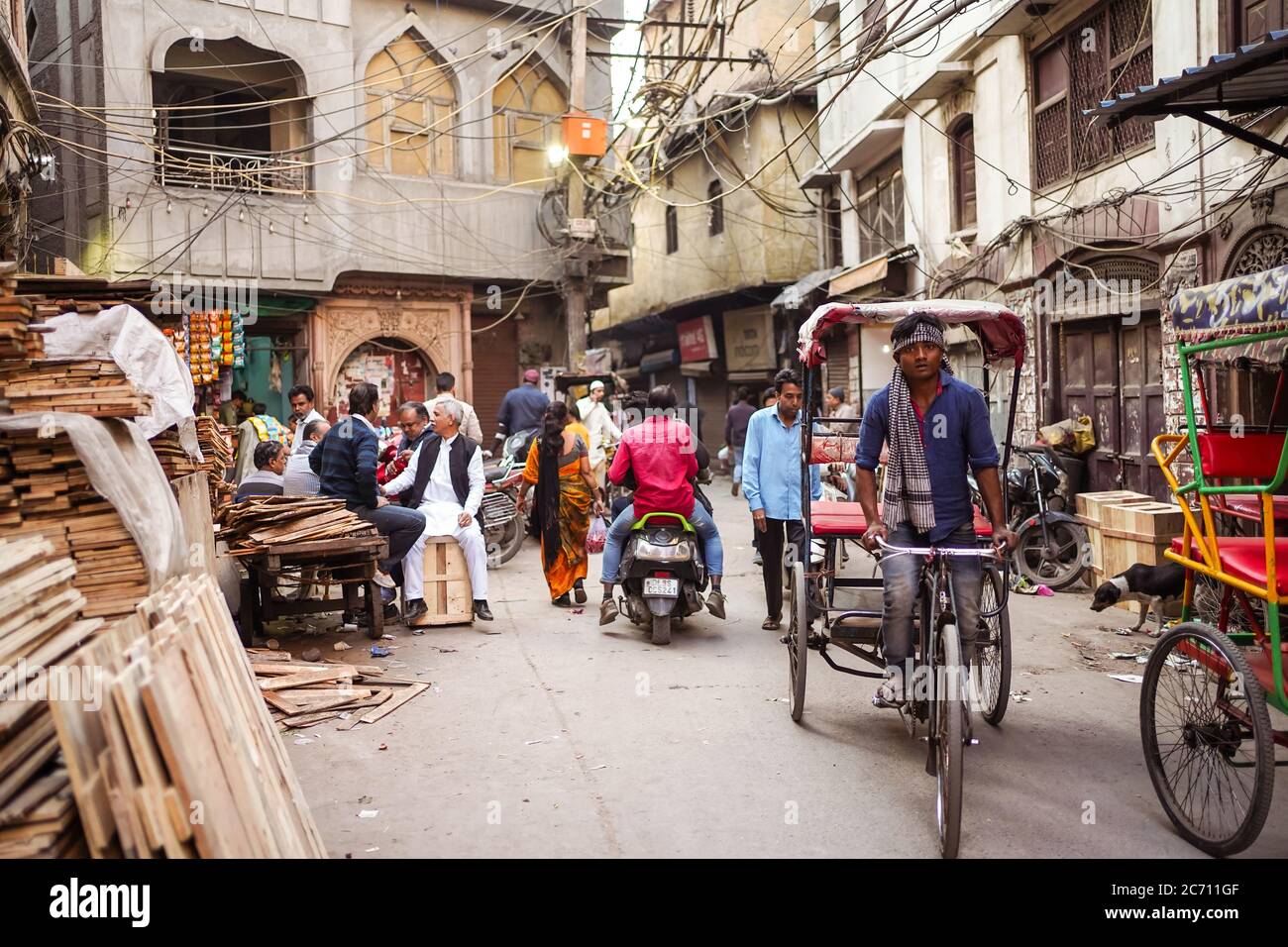 New Delhi / India - February 18, 2020: Street photography of narrow ...