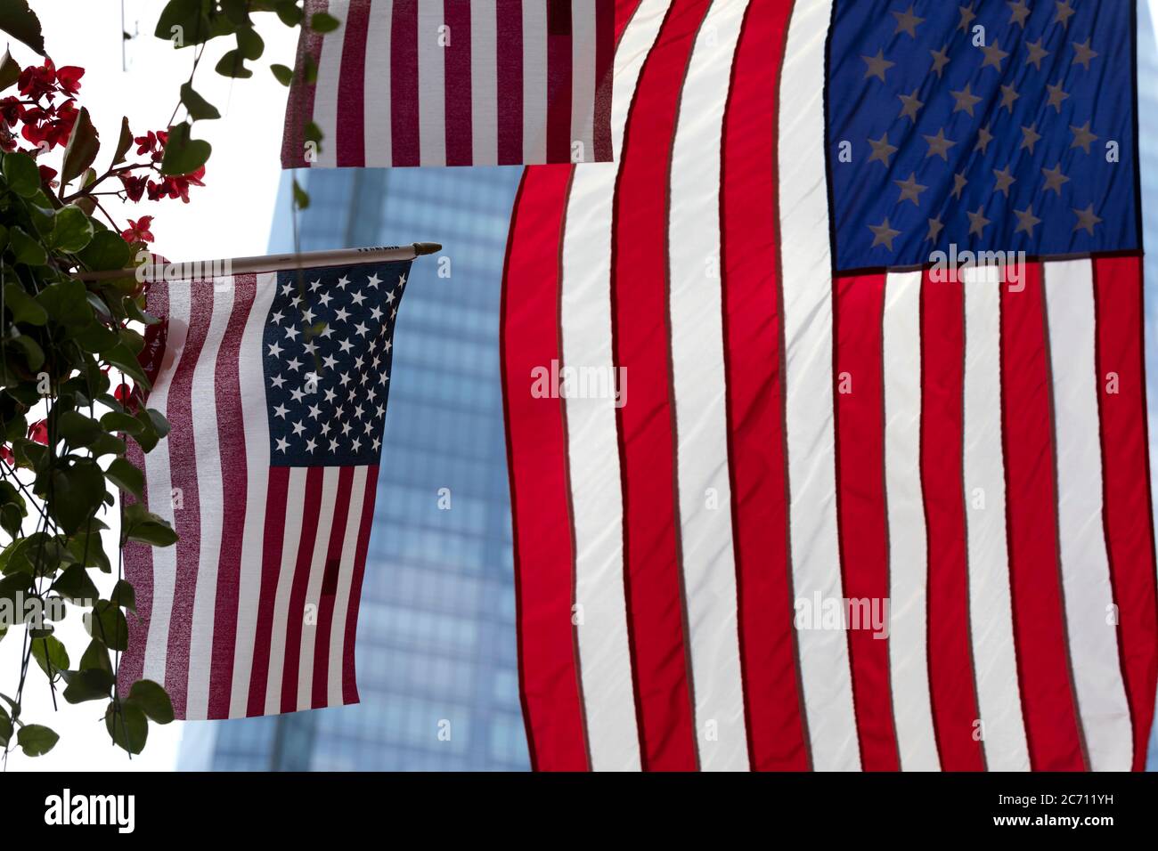 America flags display Boston Massachusetts USA Stock Photo - Alamy
