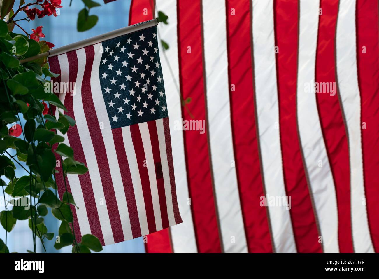America flags display Boston Massachusetts USA Stock Photo - Alamy