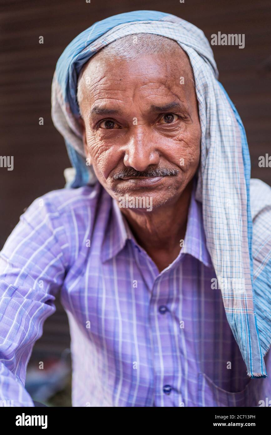 New Delhi / India - February 18, 2020: Close up portrait of Muslim ...