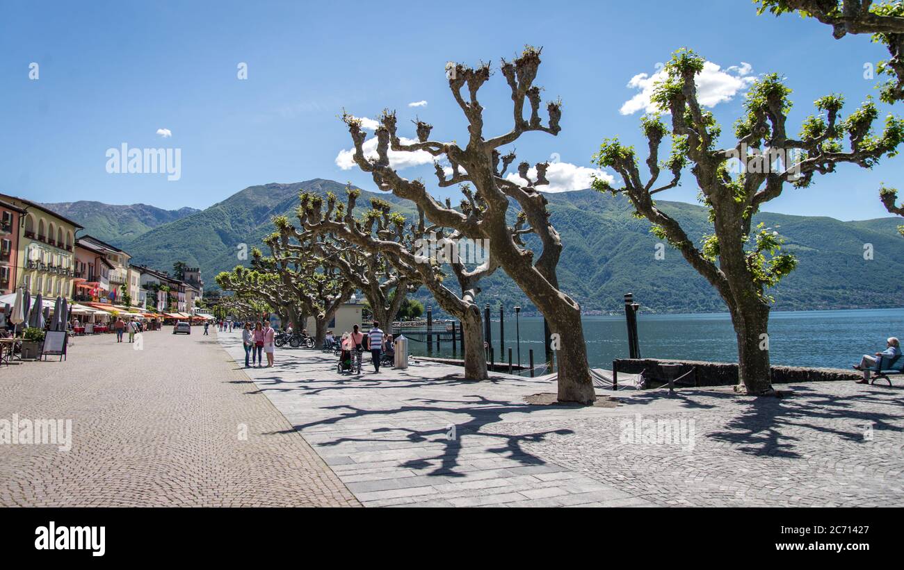 Locarno, Switzerland - May 2017: City of Locarno with a view of lake ...