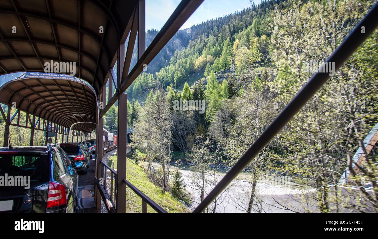 Switzerland, May 2017: Train loaded with and transporting passenger ...