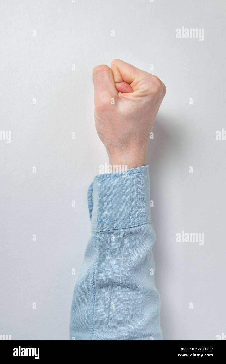 Female hand on white background. Top view. Vertical frame Stock Photo ...