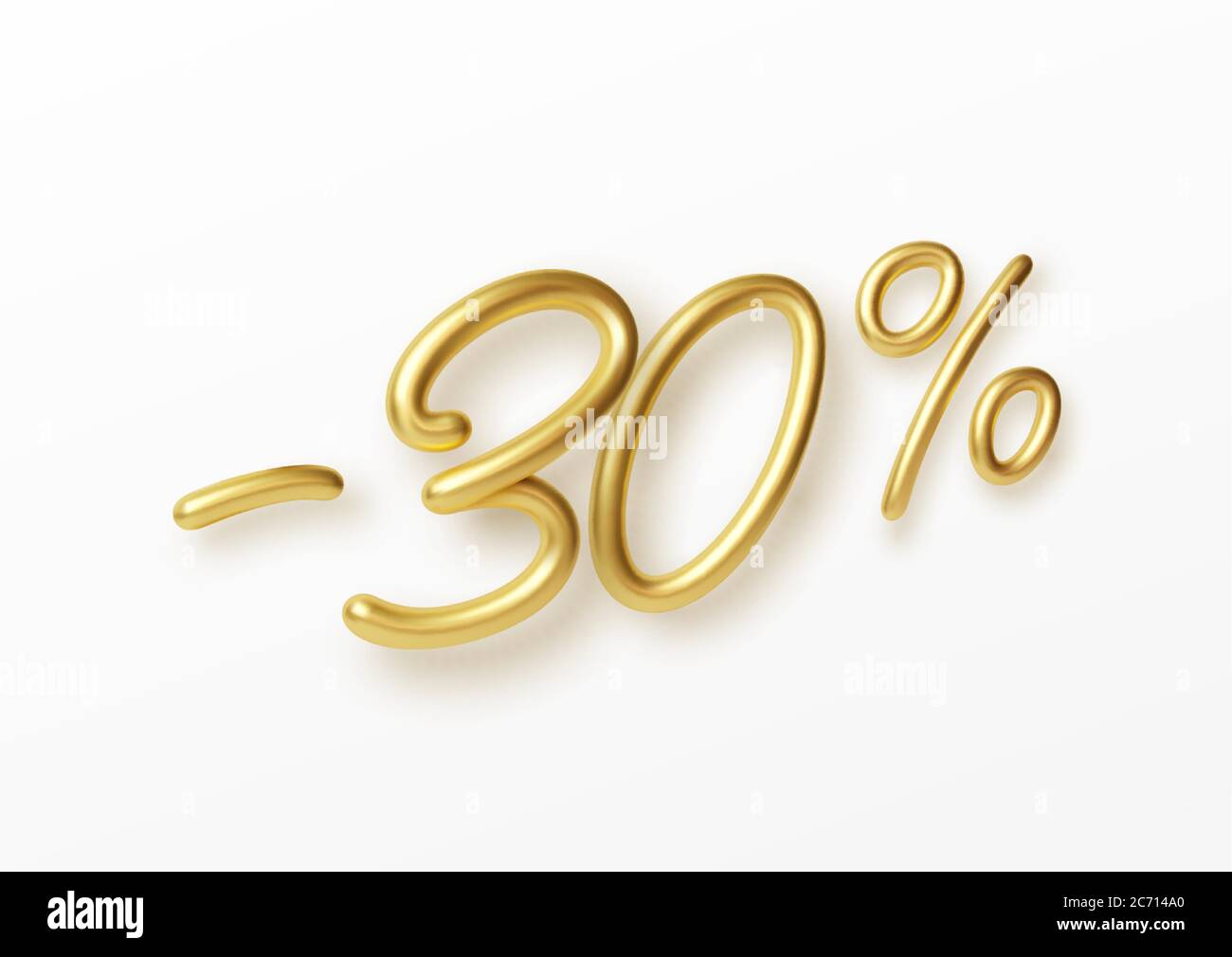 Realistic golden text 30 percent discount number. Vector illustration ...