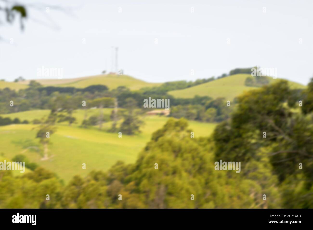 Beautiful countryside hills of Victoria - Australia. Blurred defocused ...