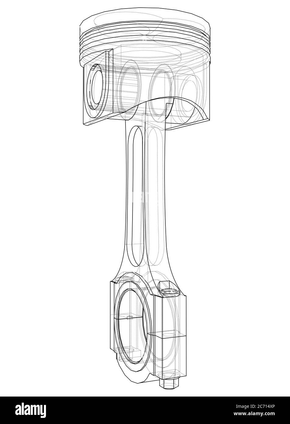 Sketch of piston. 3D illustration Stock Photo - Alamy