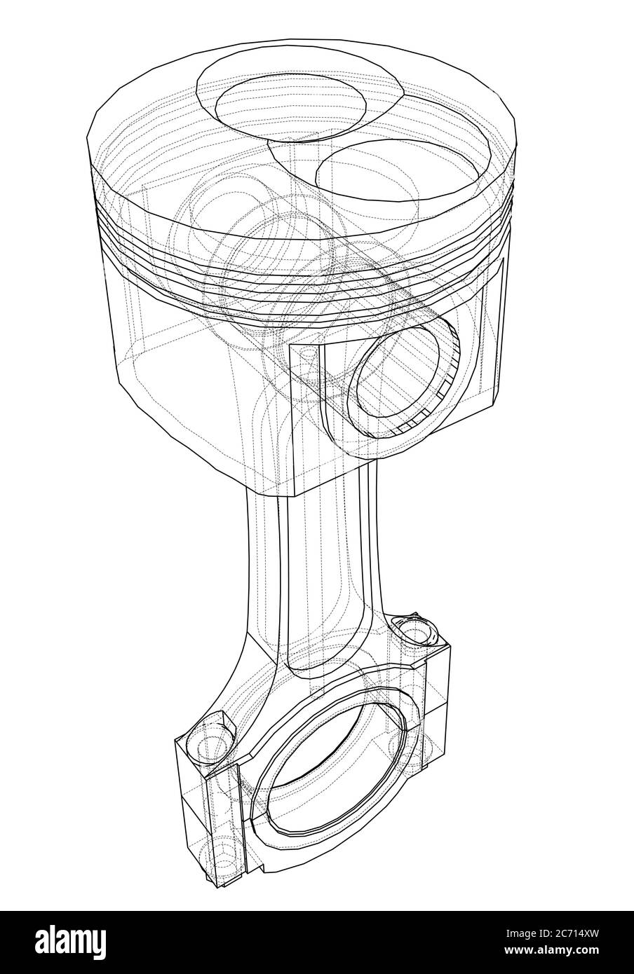 Sketch of piston. 3D illustration Stock Photo - Alamy