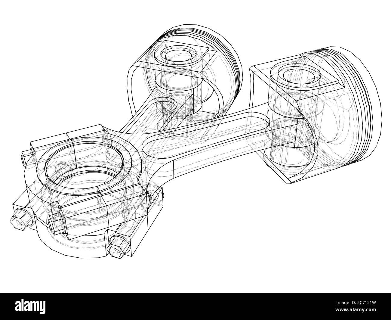 Sketch of piston. 3D illustration Stock Photo - Alamy