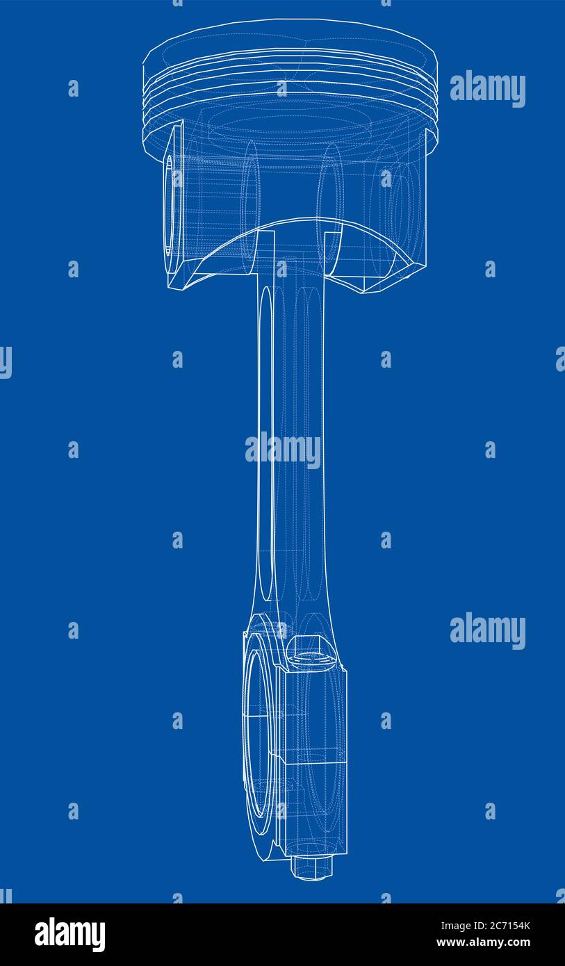 Sketch of piston. 3D illustration Stock Photo - Alamy