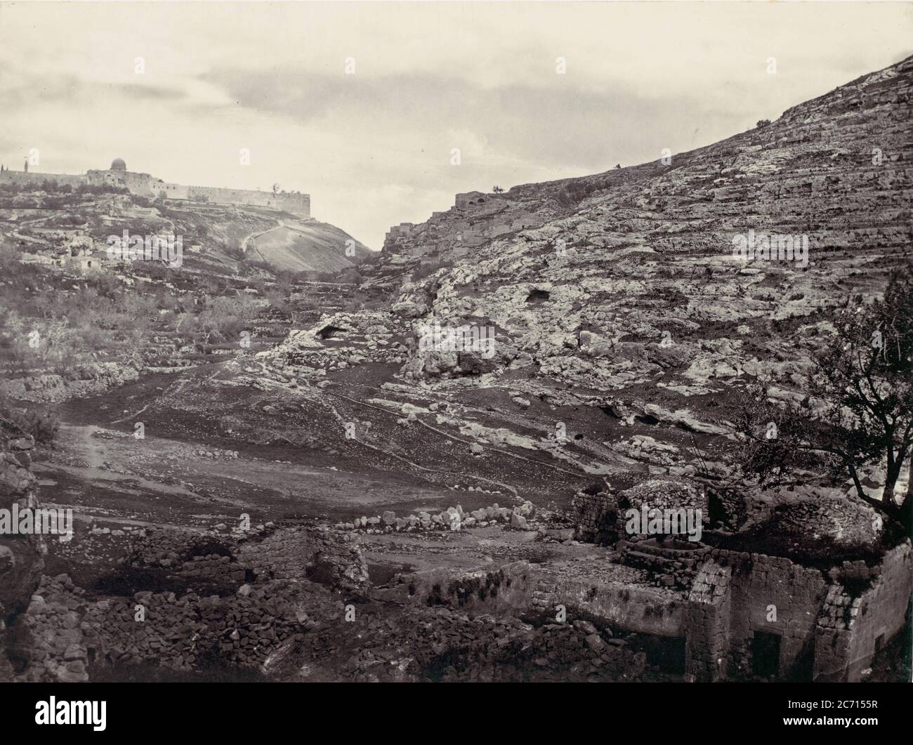 Mount Moriah, Jerusalem, from the Well of En Rogel, ca. 1857 Stock ...