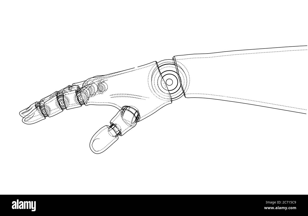 Robot hand outline. 3D illustration Stock Photo - Alamy
