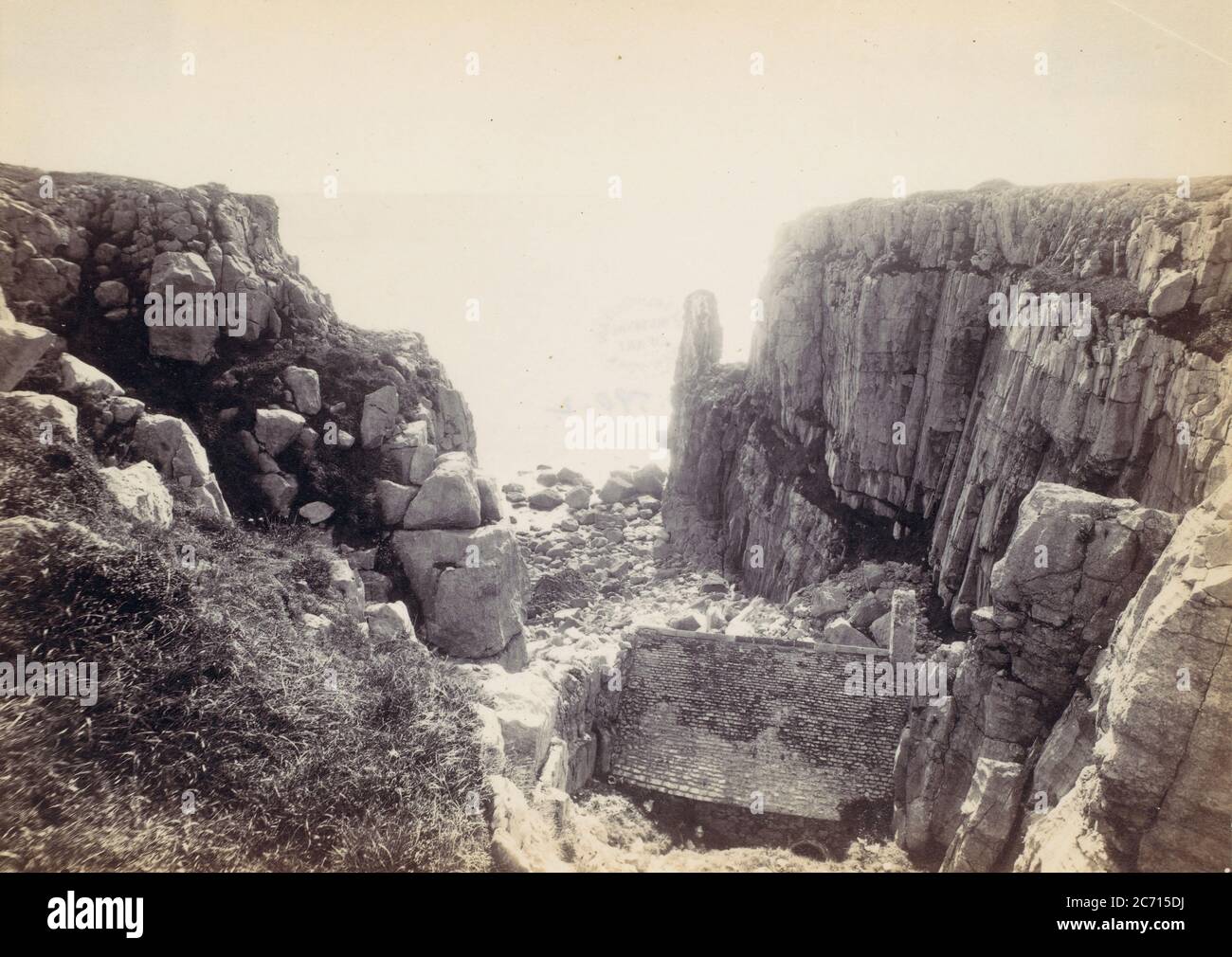 [Rocky Inlet with Seascape], 1870s Stock Photo - Alamy