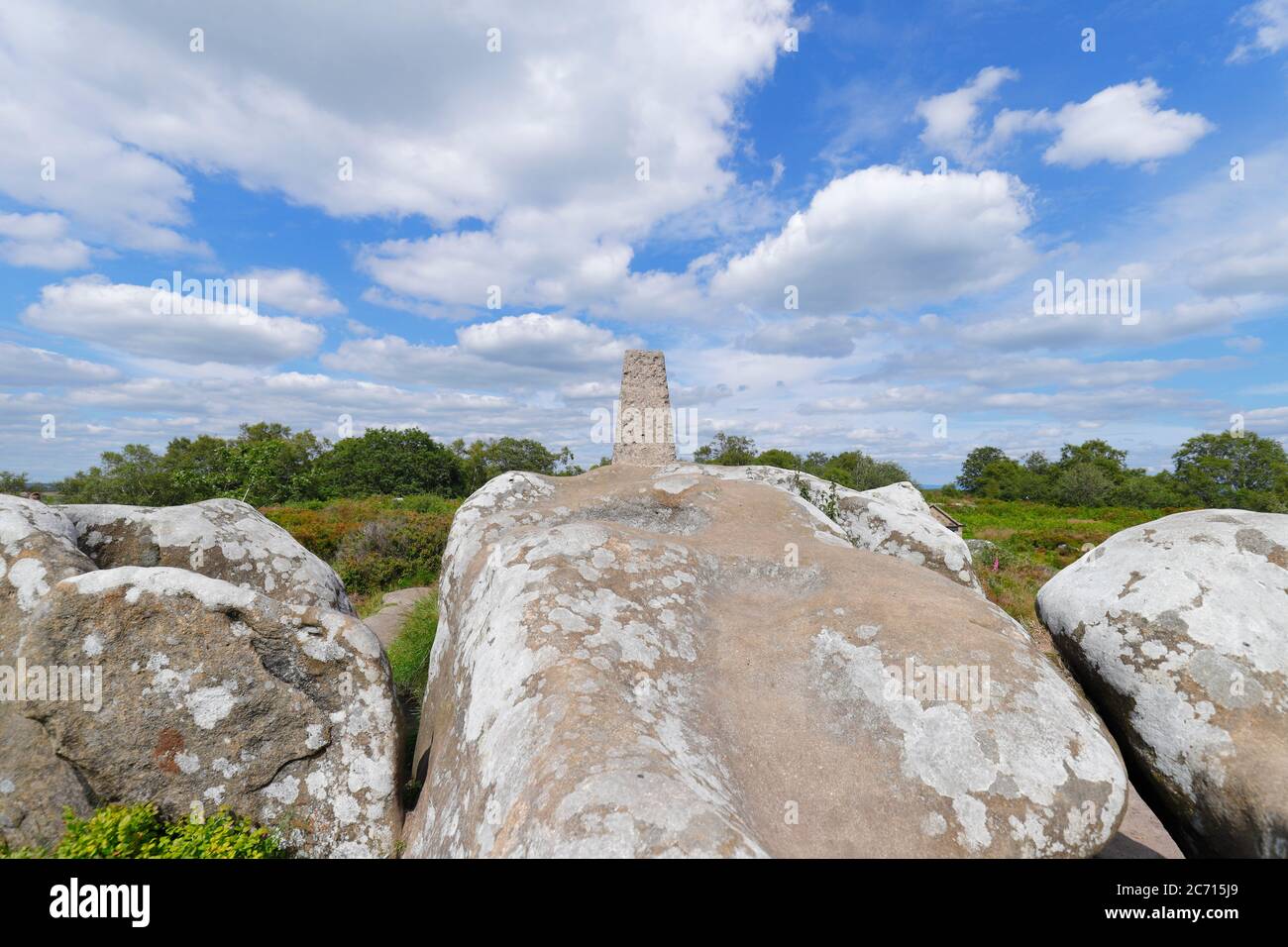 A Trig point, located at Brimham Rocks is used for surveying,mapping ...