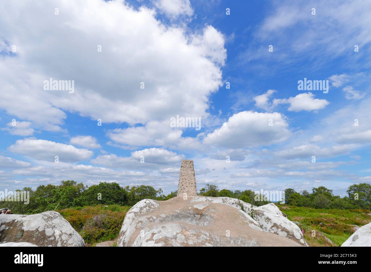 A Trig point, located at Brimham Rocks is used for surveying,mapping ...