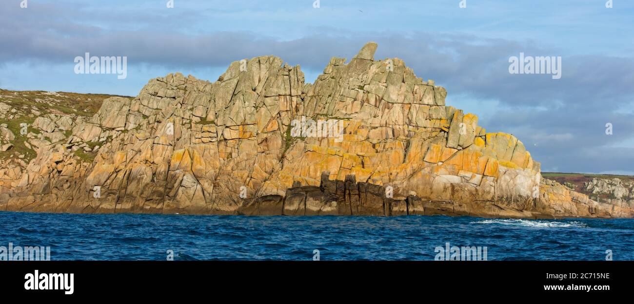 The granite outcrop known as Logan's Rock, near Treen, Cornwall ...