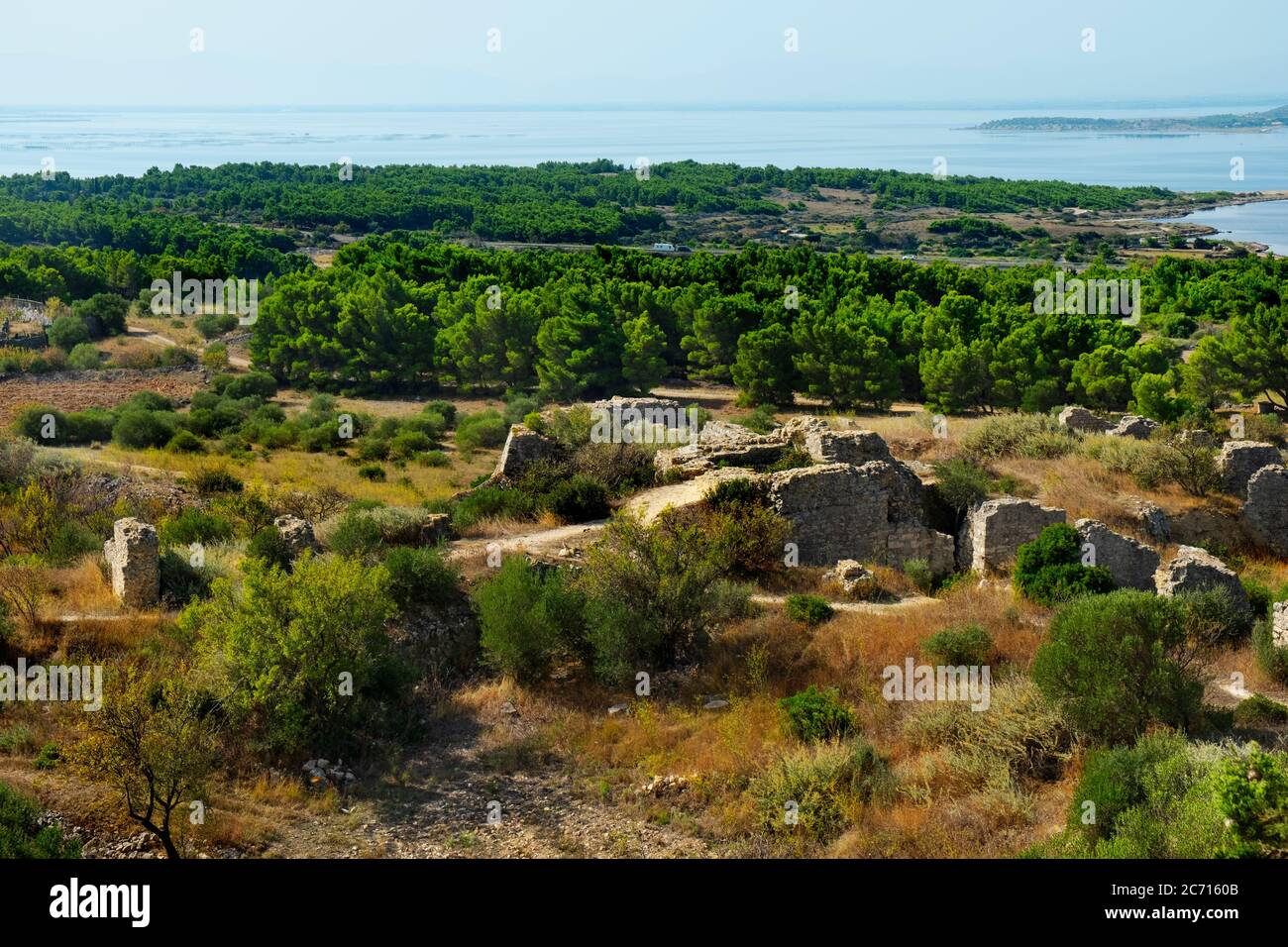 a view of the remains of the Chateau de Leucate castle, in Leucate ...