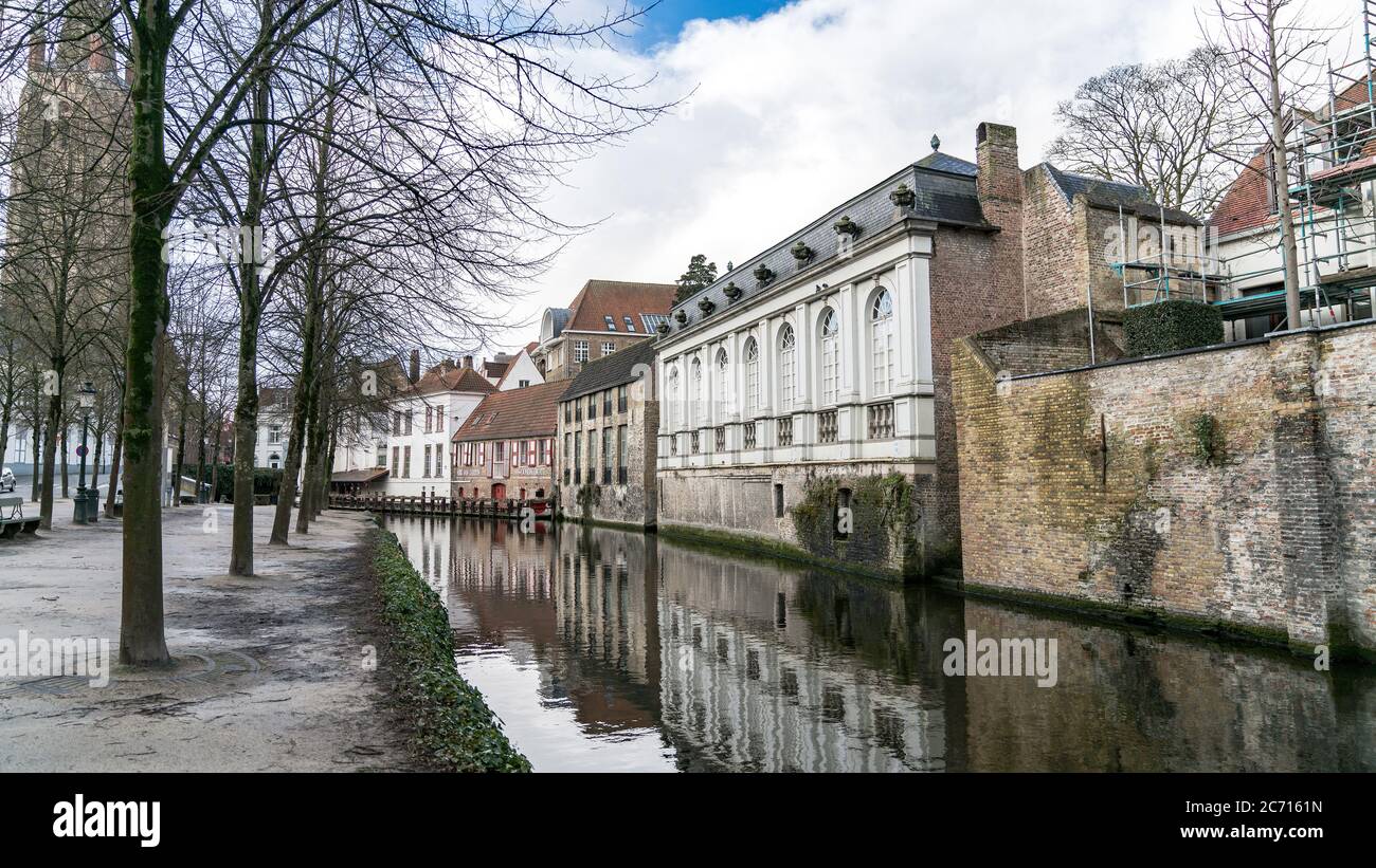 Bruges, Belgium - February 2018: Scenery of water canal in Bruges in ...
