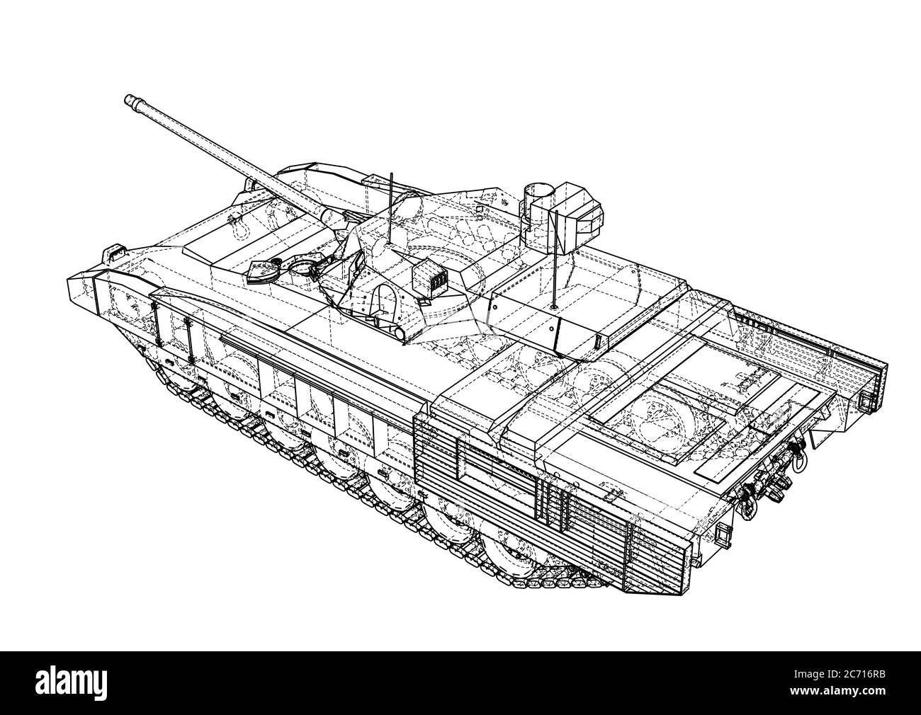 Blueprint of realistic tank Stock Photo - Alamy