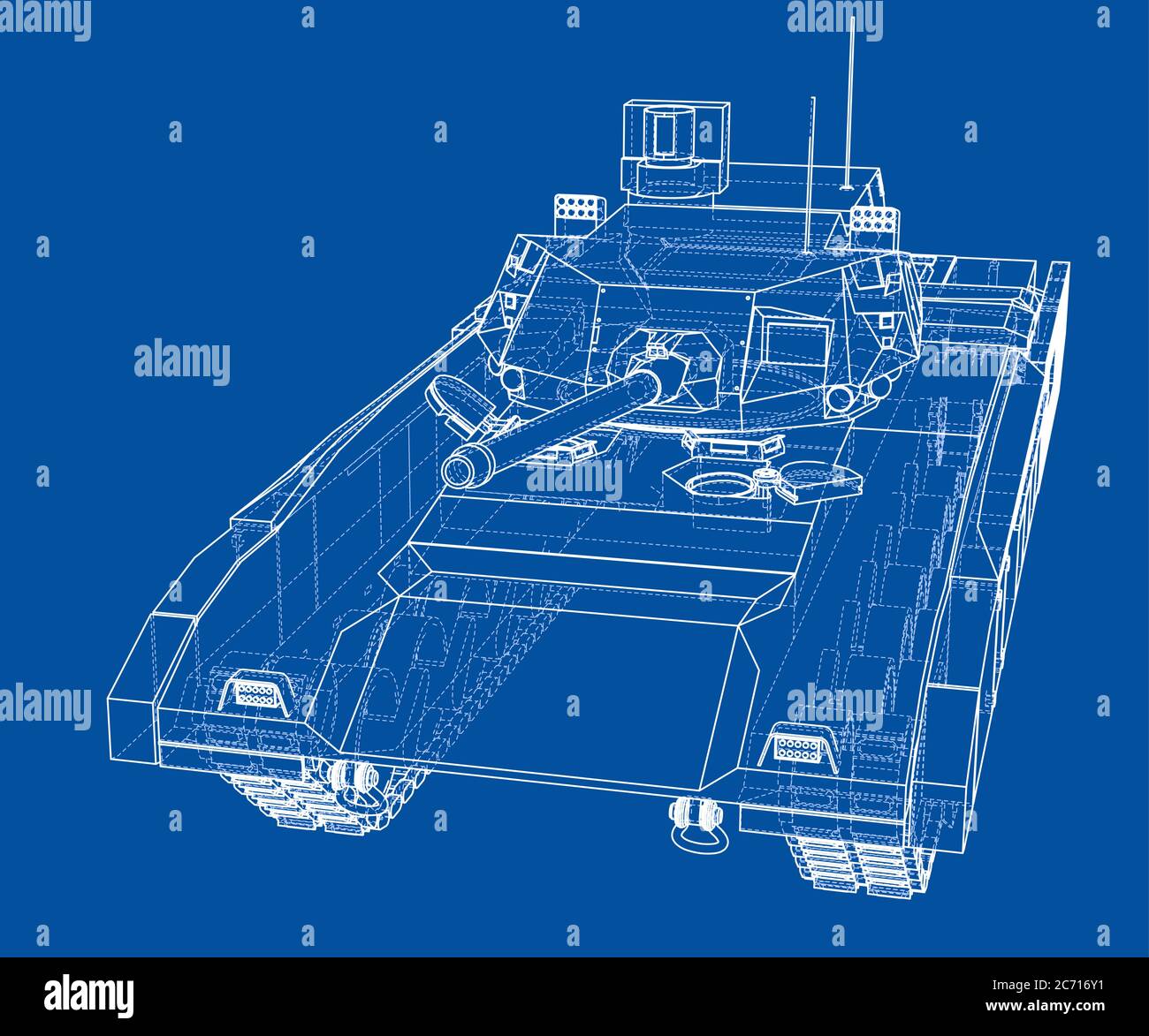Blueprint of realistic tank Stock Photo - Alamy