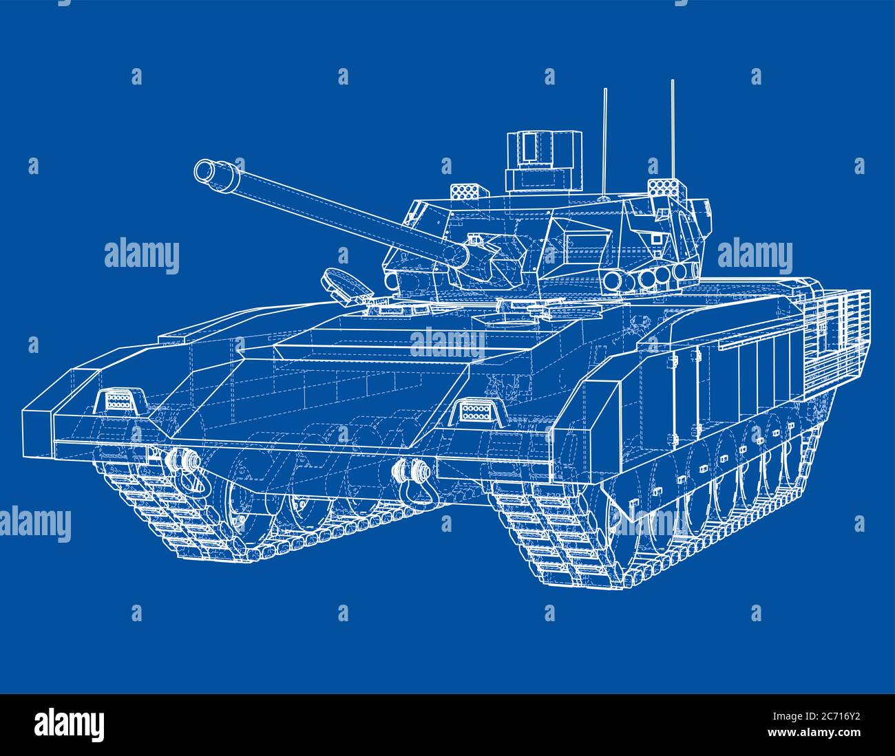 Blueprint of realistic tank Stock Photo - Alamy