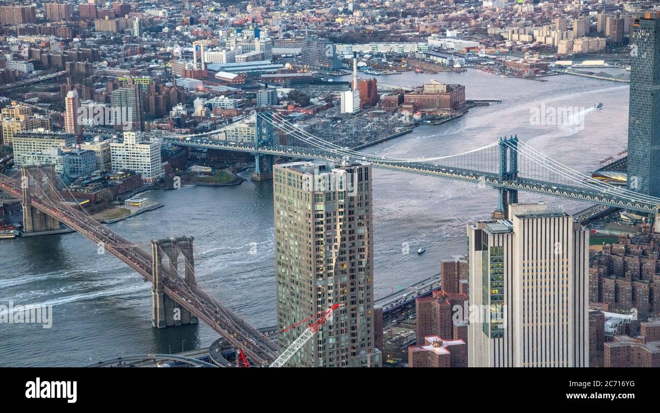 Amazing aerial view of New York City famous bridges Stock Photo - Alamy