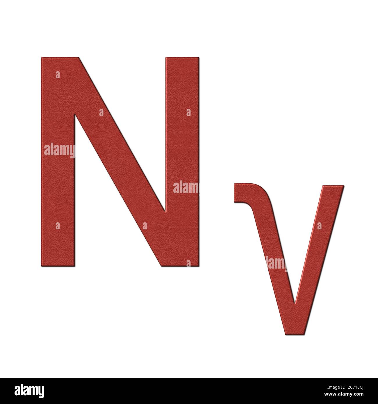 Greek alphabet red leather texture education, N, Ni Stock Photo - Alamy