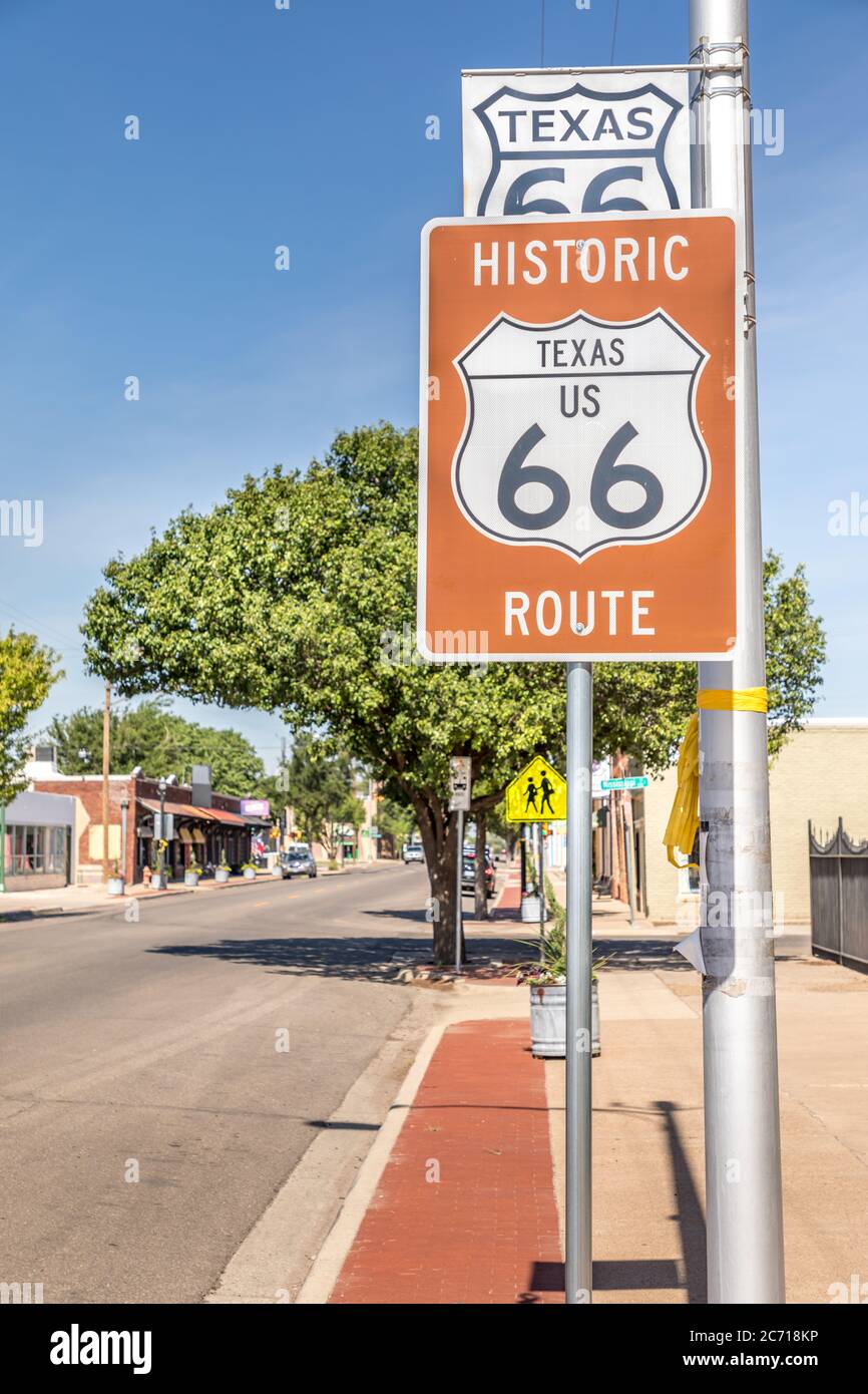 Road sign Route 66 in Amarillo, Texas Stock Photo - Alamy