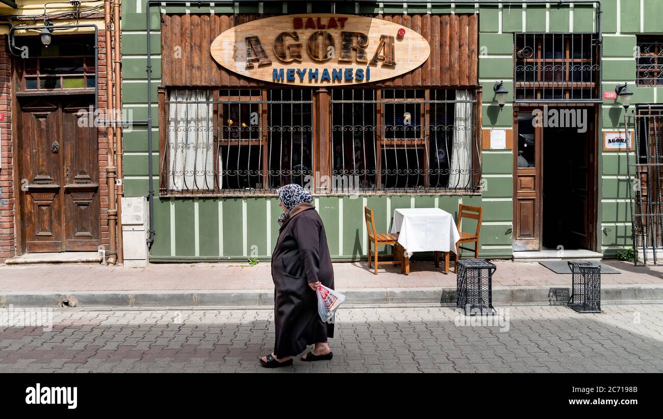istanbul, Turkey - March 2018: Exterior view of historical Agora Tavern ...