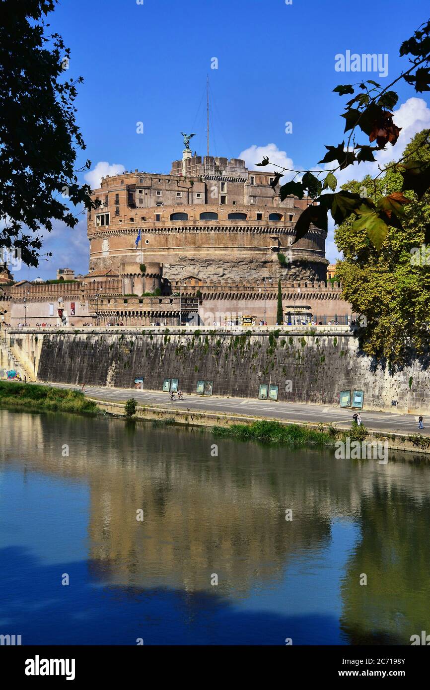 A view of the majestic Castel Sant'Angelo, built as the tomb of Emperor ...