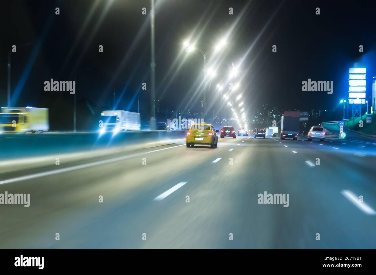 night highway with moving cars Stock Photo - Alamy
