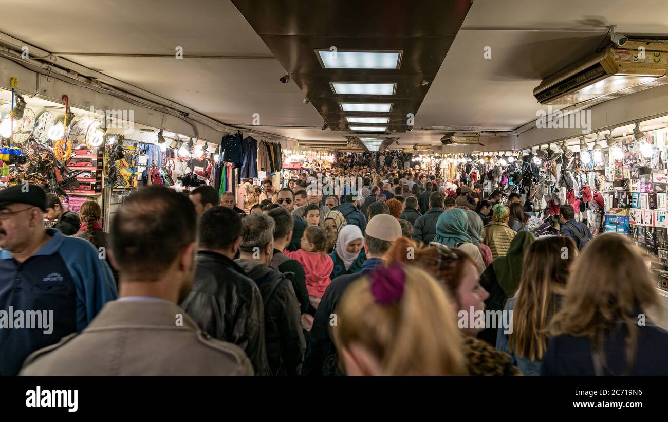 istanbul, Turkey - March 2018: Crowd of people passing through Istanbul ...