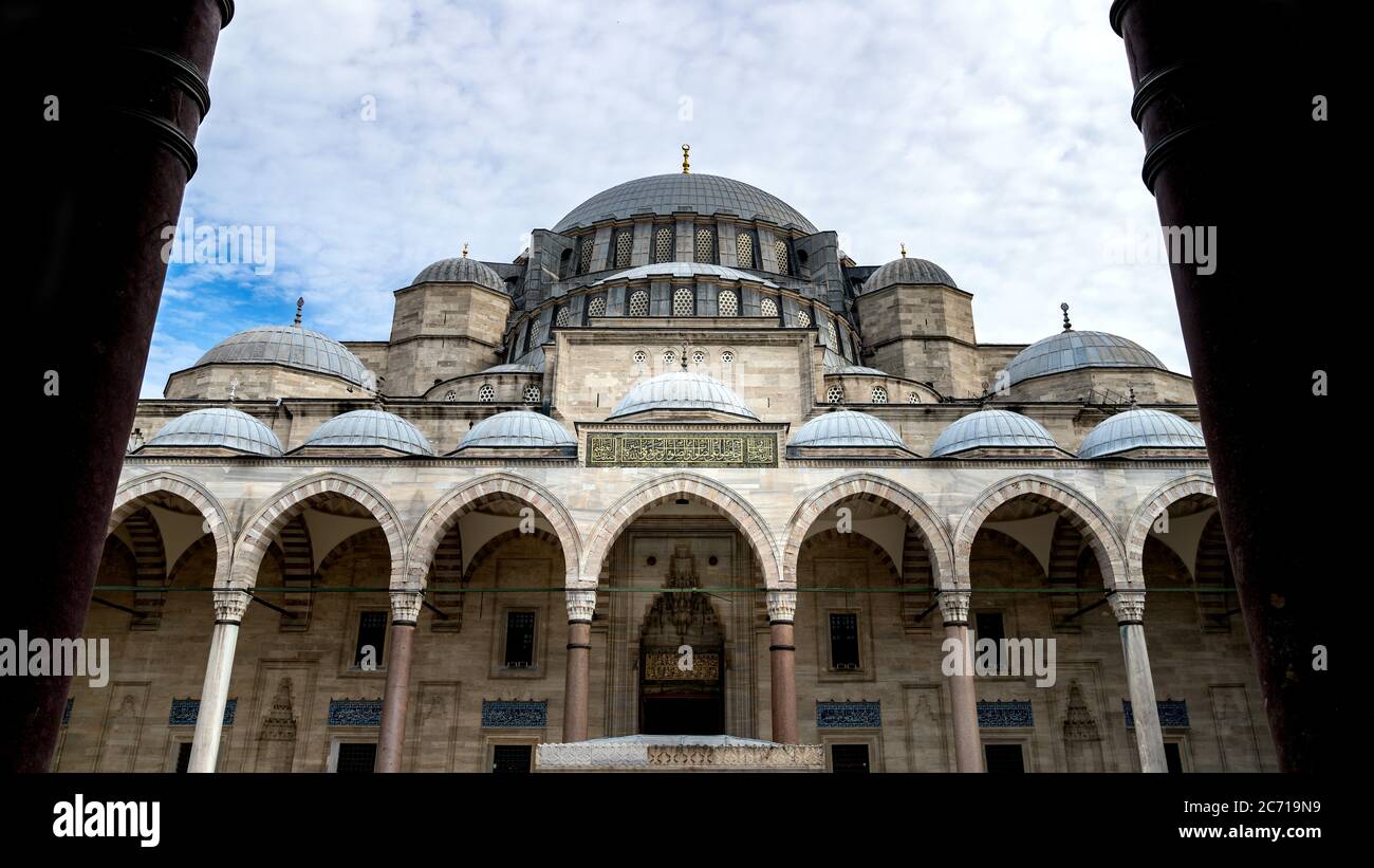 istanbul, Turkey - March 2018: View of the majestic Suleiman Mosque ...