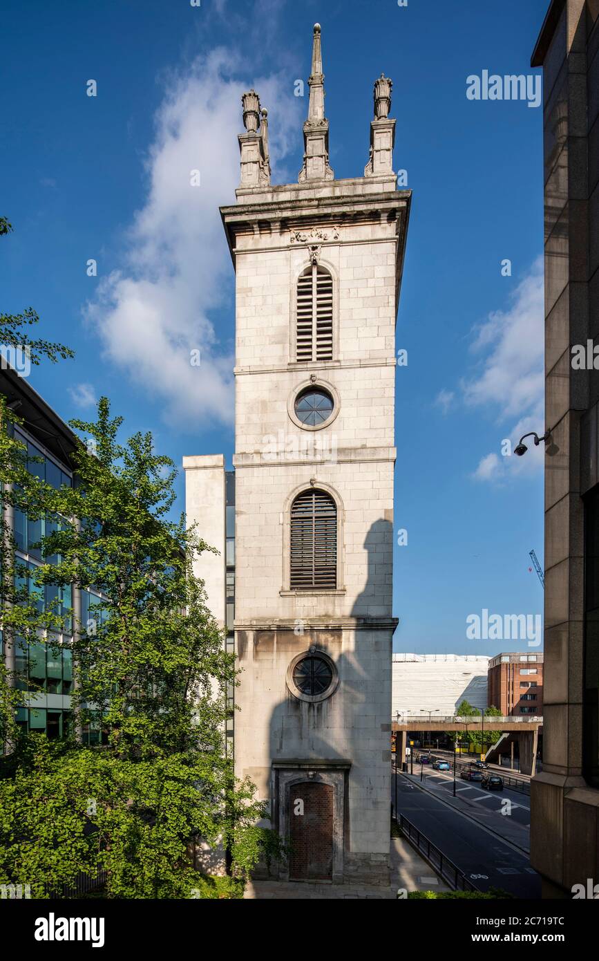 Axial view of tower from the west. Christopher Wren churches - St. Mary ...