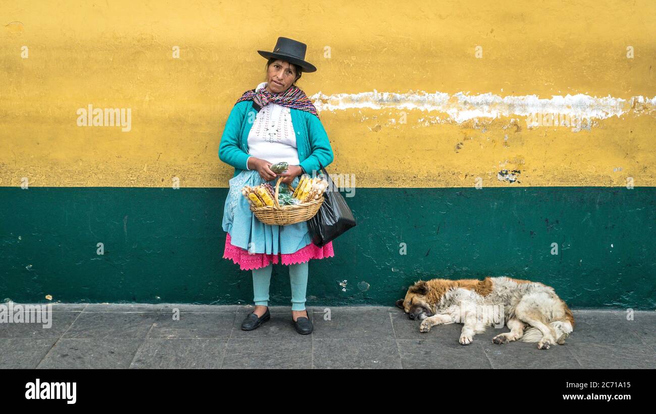Lima, Peru - August 2017: Portrait of an unidentified Peruvian Woman in ...