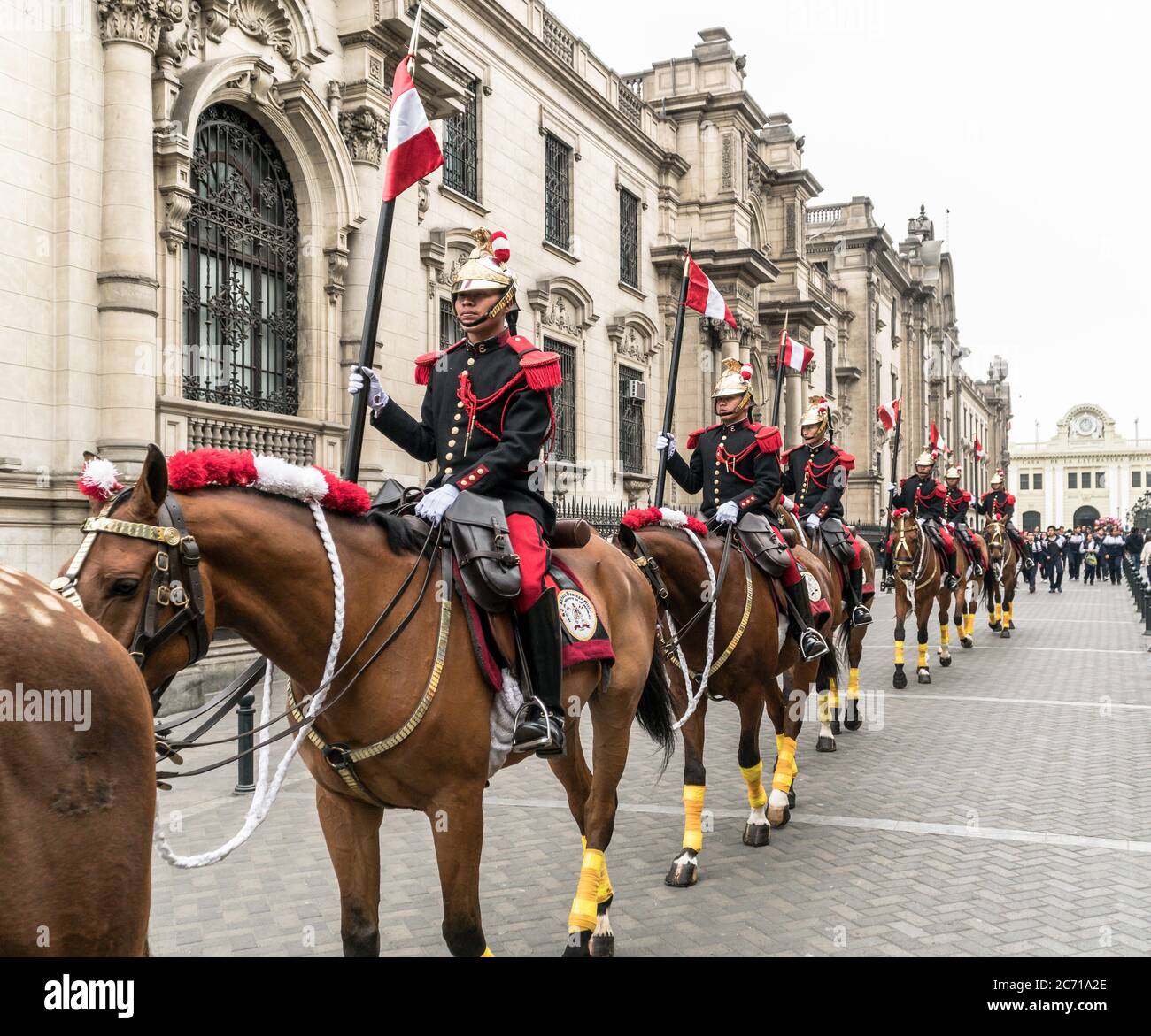 Lima, Peru - August 2017: Guards of the presidential palace marching in ...