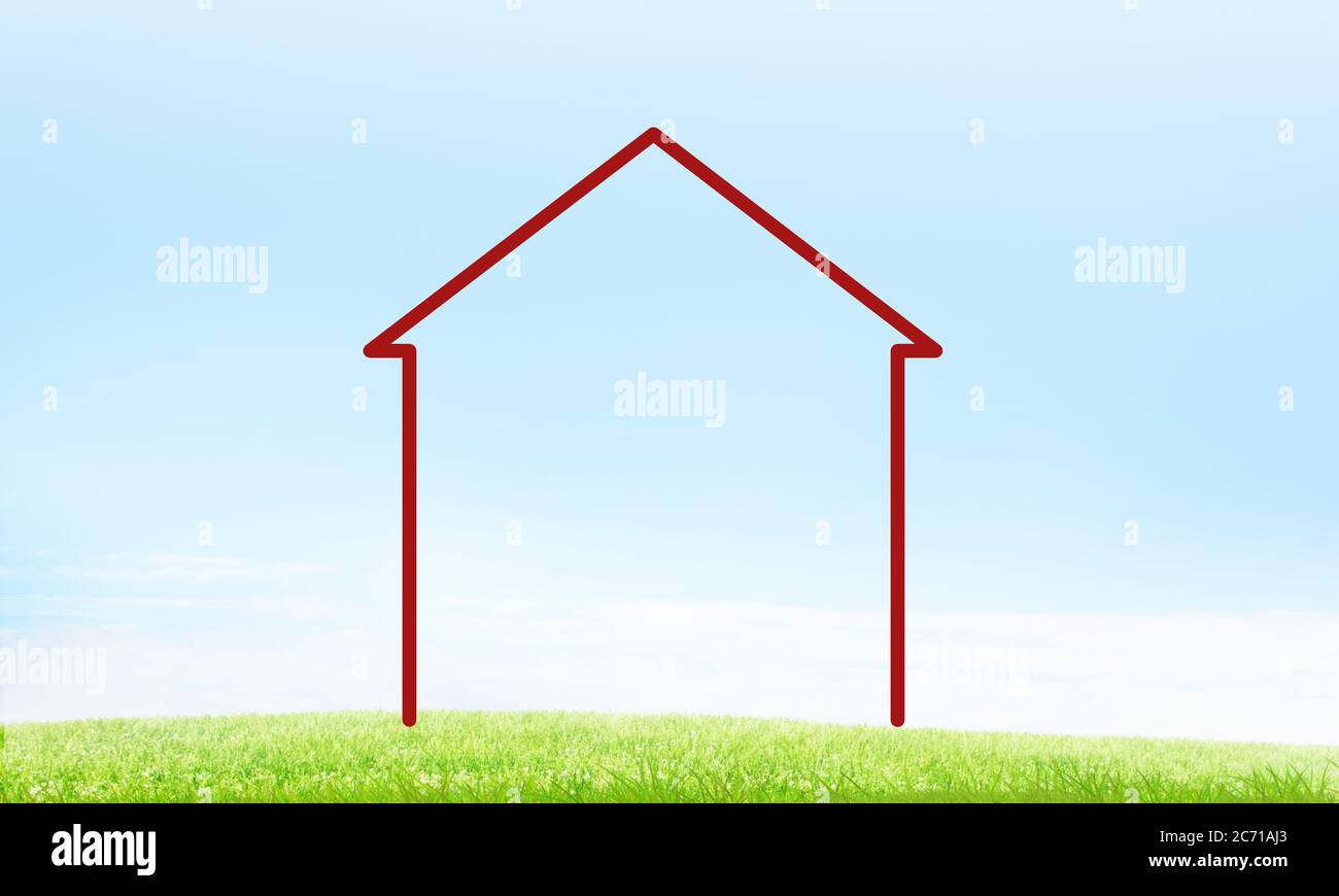 House on sky landscape Stock Photo - Alamy